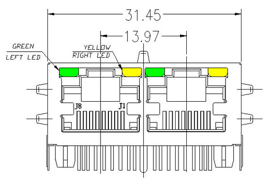 ช่องเสียบ Modular Rj45 1-1840560-5 ขั้วต่อ Gigabit Ethernet Connector
